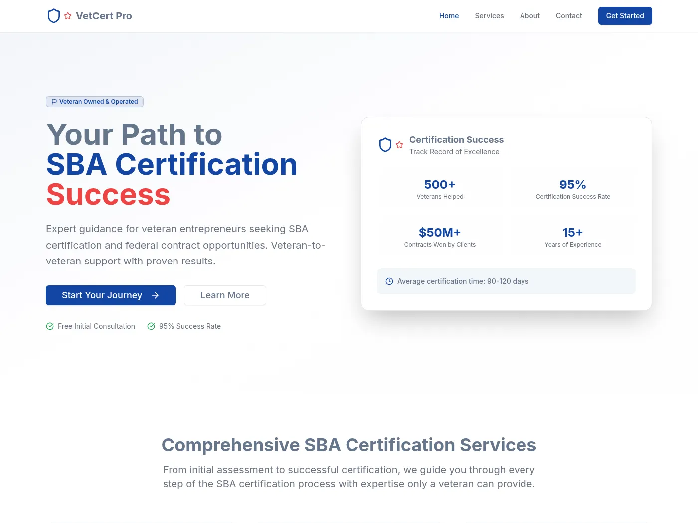 Veteran Entrepreneur Certification Services Platform