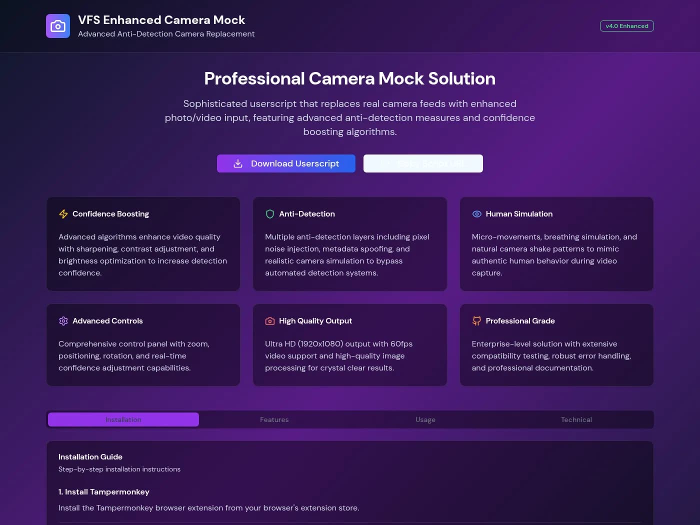 Enhanced Anti-Detection Camera Mock for VFS Global