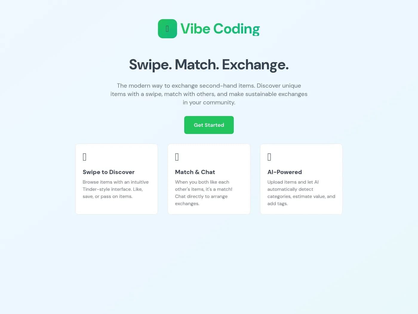 Vibe Coding: Swipe-and-Match Second-Hand Exchange Platform