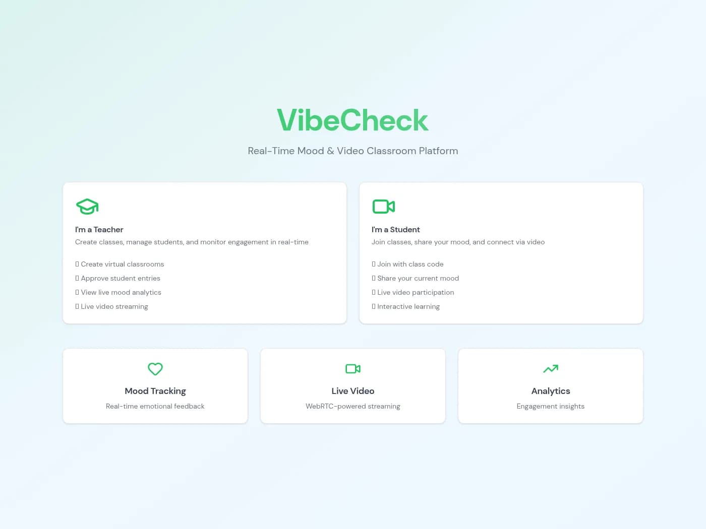 VibeCheck: Real-Time Mood & Video Classroom Platform