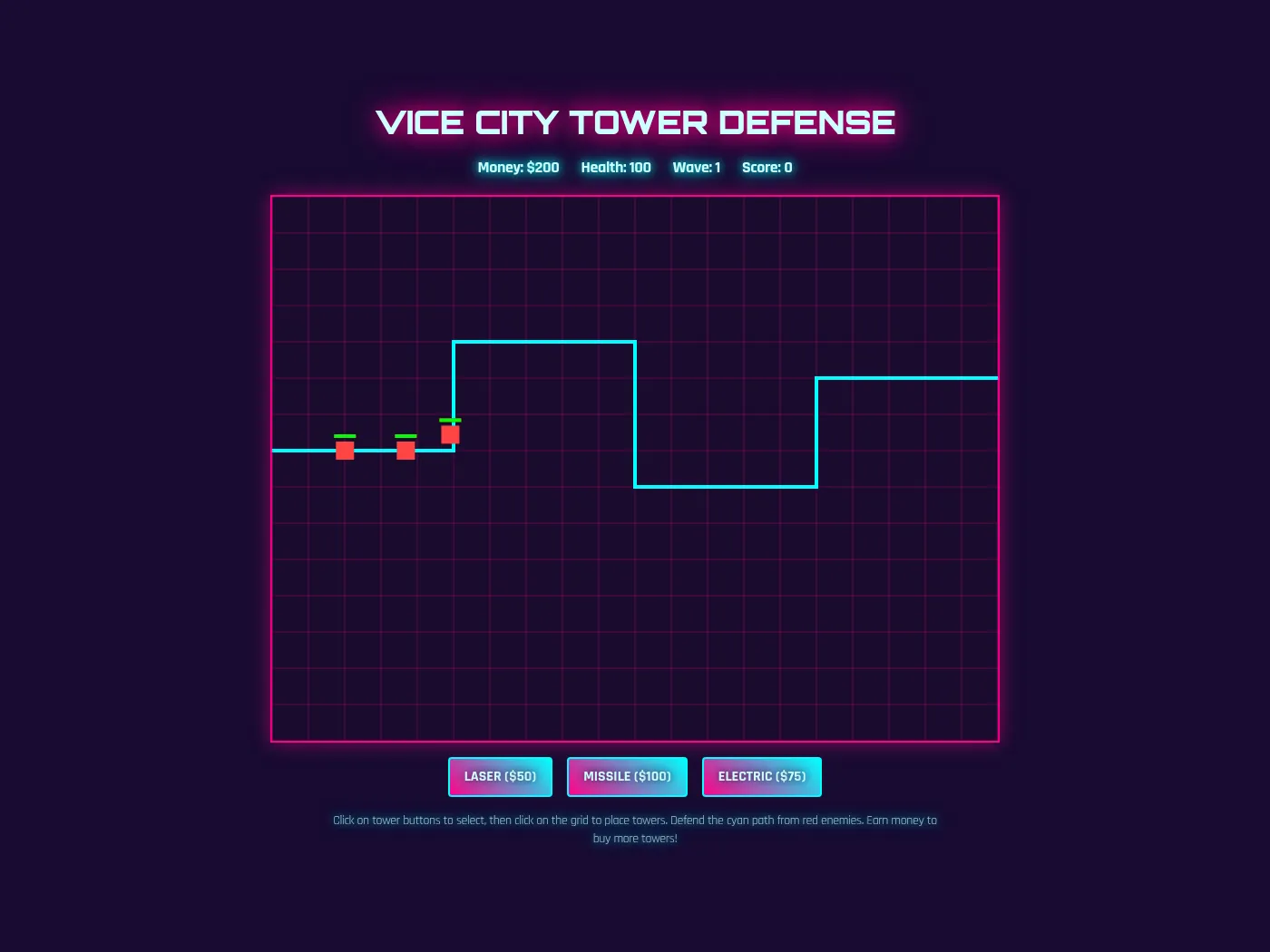 Vice City Tower Defense 2D