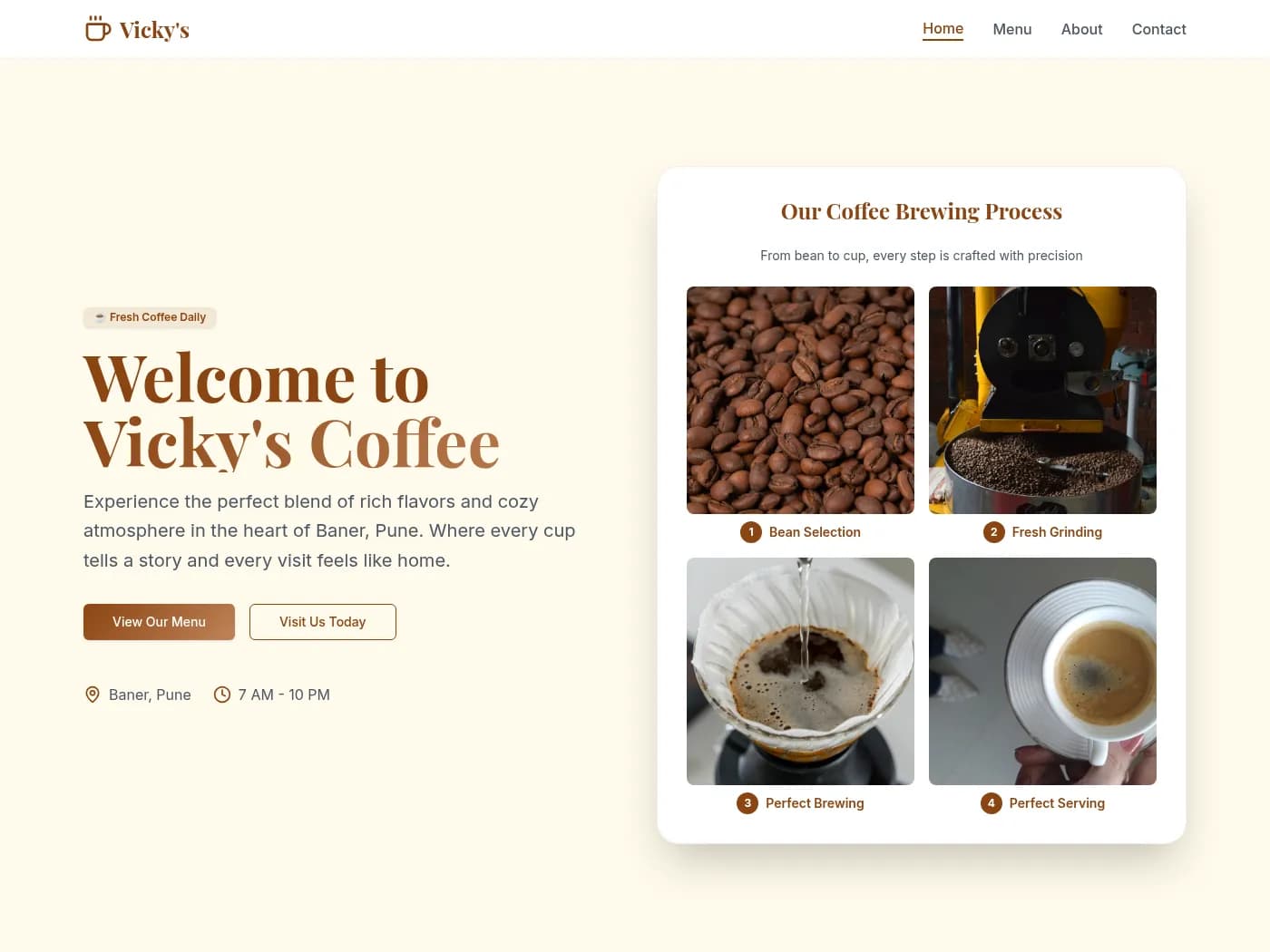 Vicky's Coffee Shop Website
