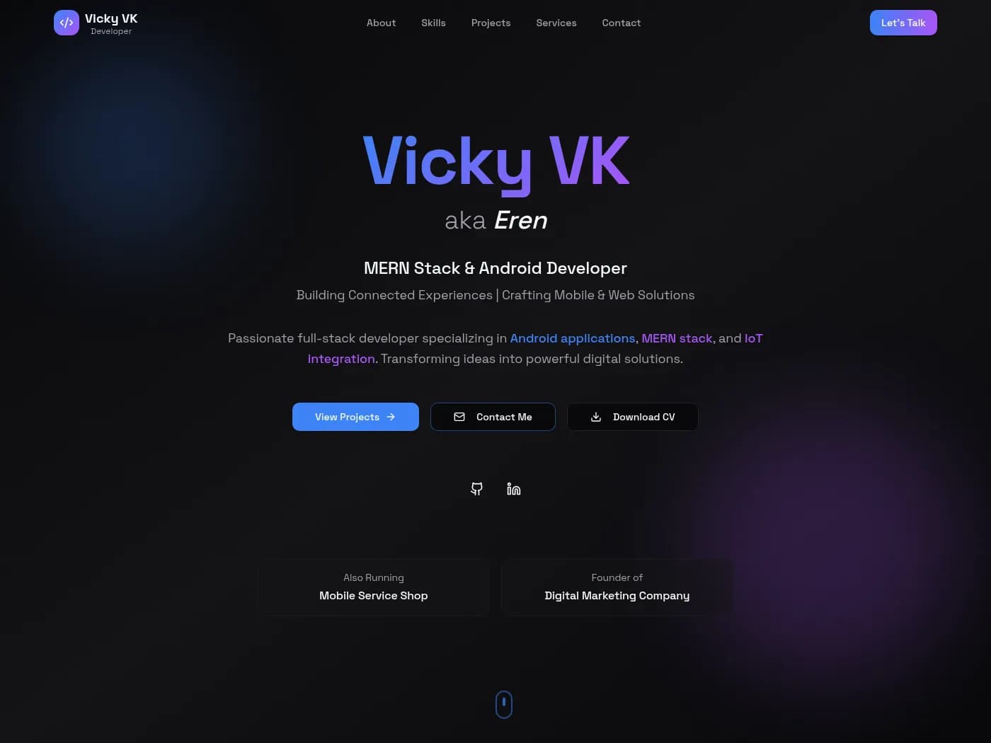 Vicky VK – Full-stack & Android Developer Portfolio