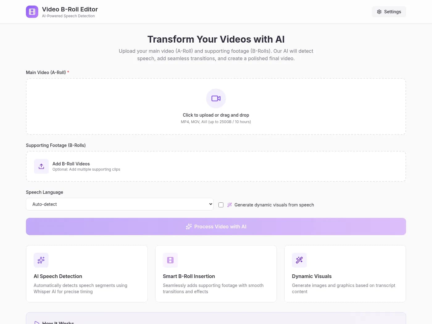 Video B-Roll Auto Editor with Speech Detection and Dynamic Visuals