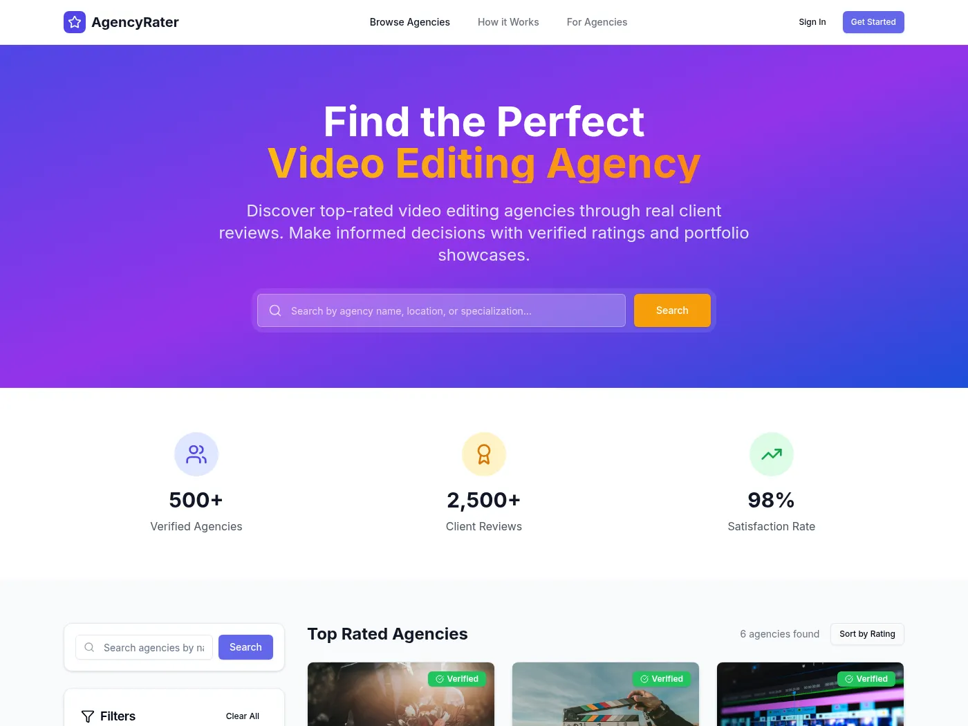 Video Editing Agency Rating Platform