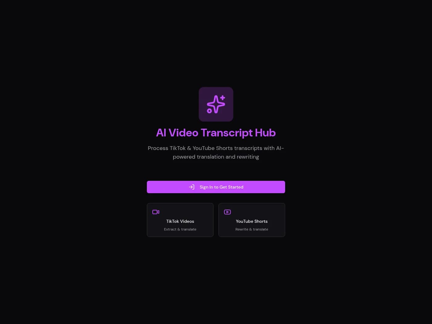 AI Video Transcript & Translation Hub for TikTok & YouTube Shorts