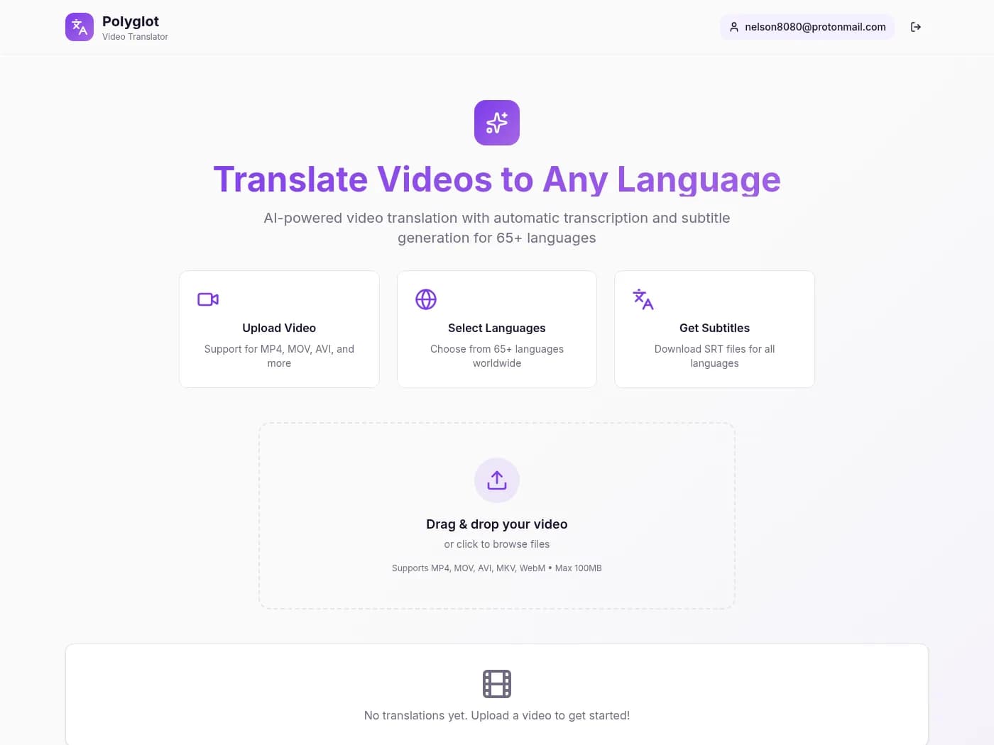 Polyglot Video Translator Web App
