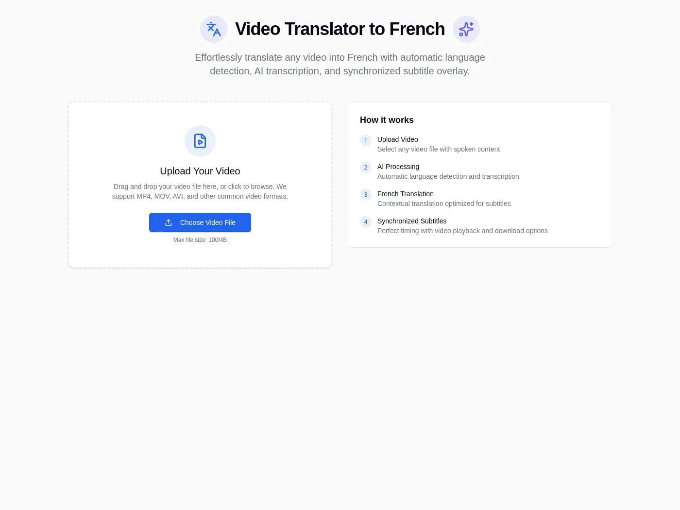Video Translator to French