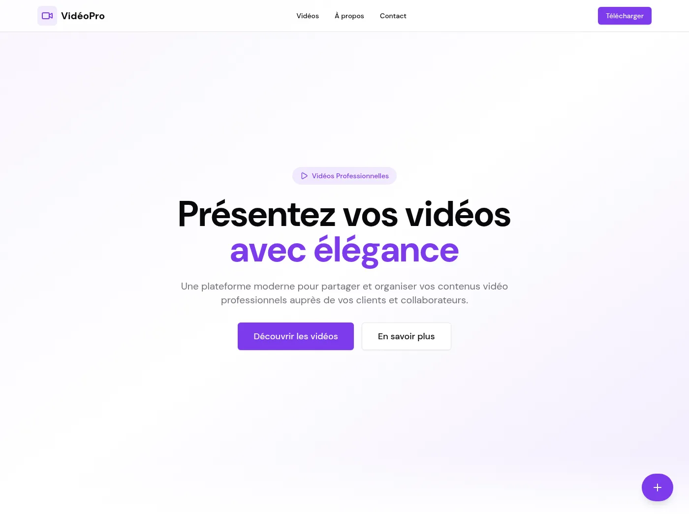 VidéoPro: Site de Présentation de Vidéos Professionnelles