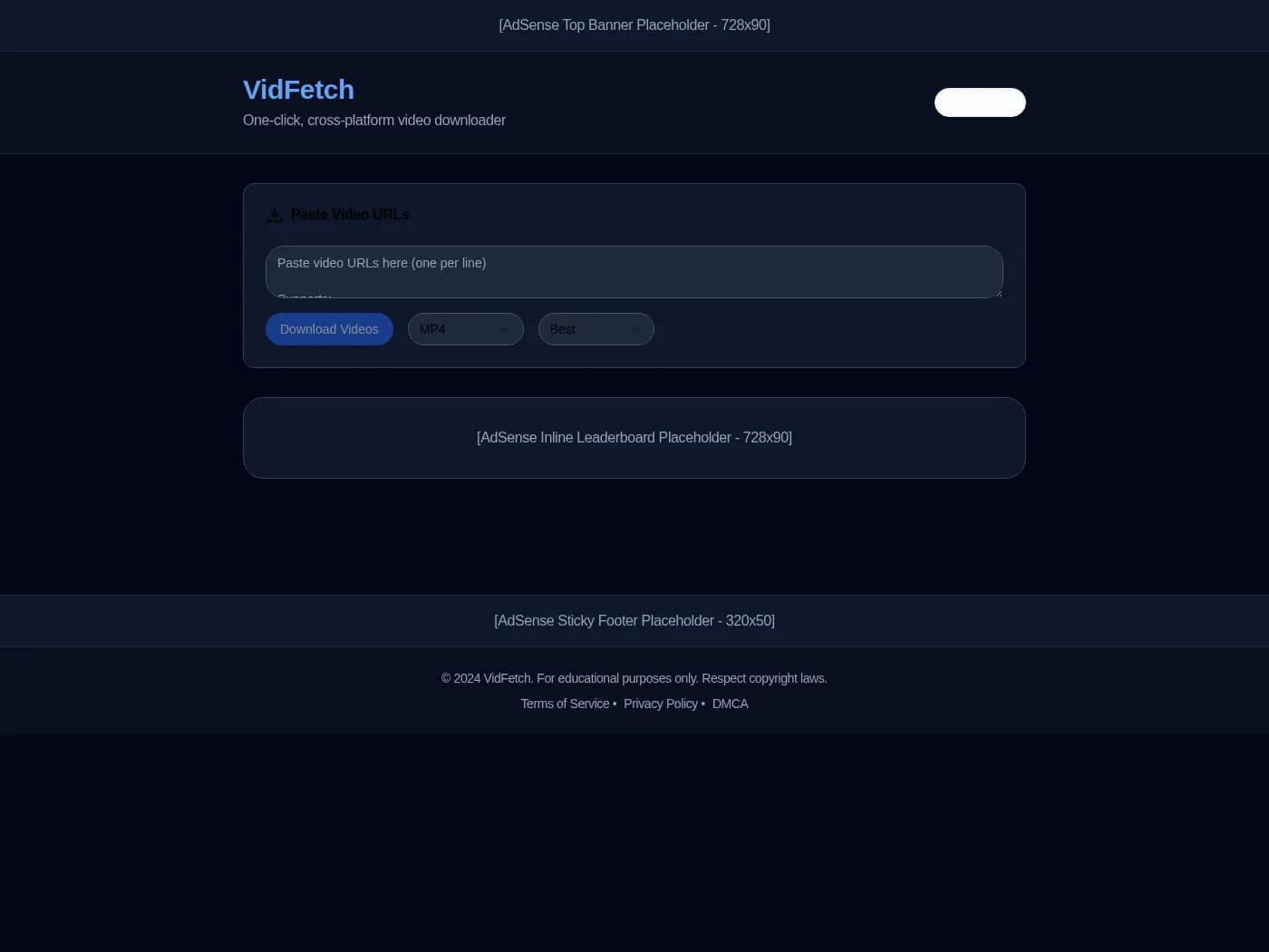 VidFetch: Cross-Platform Bulk Video Downloader Web App