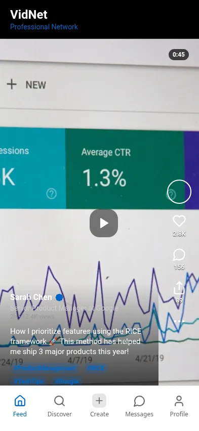 VidNet: Video-Based Professional Networking Platform