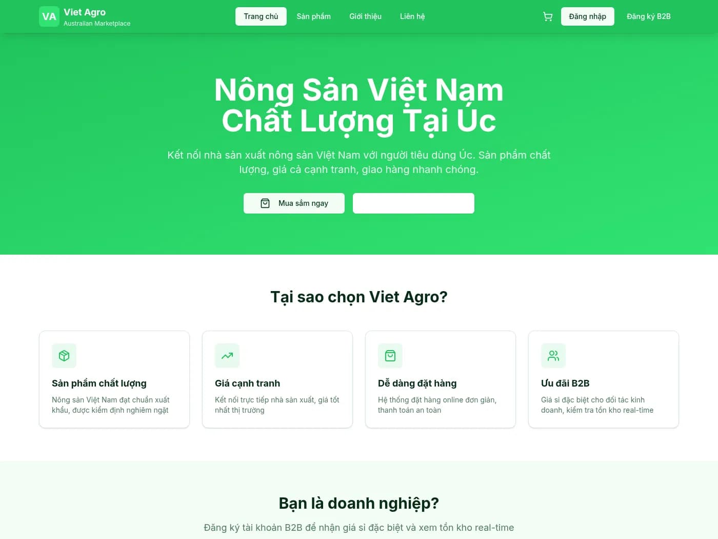 Vietnamese Agro E-commerce Marketplace for Australia (B2B & B2C)