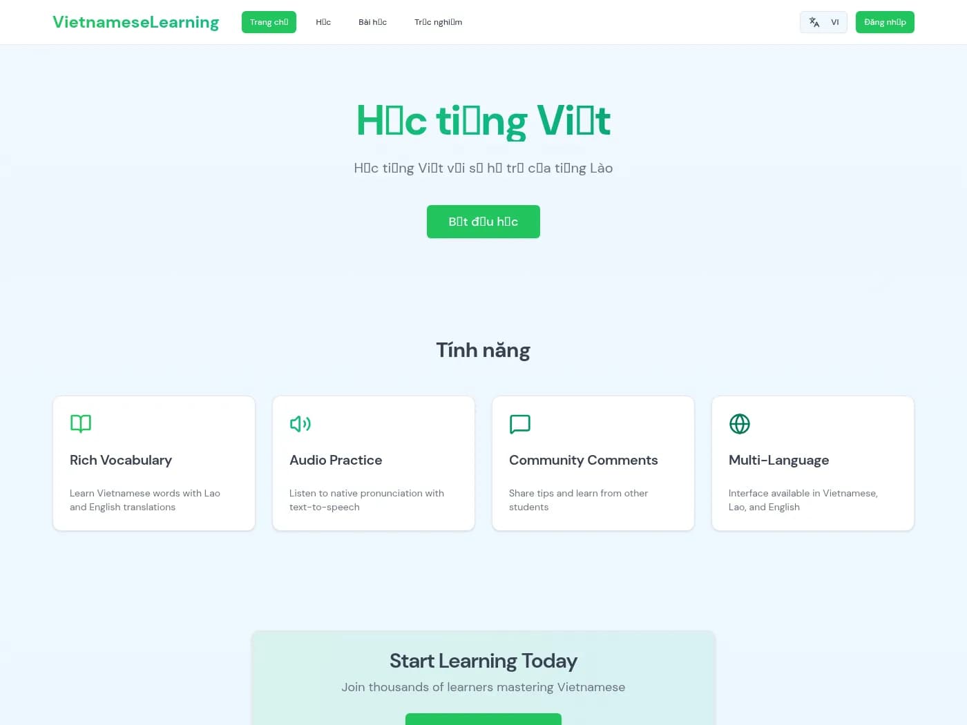 Vietnamese Learning App with Lao Support