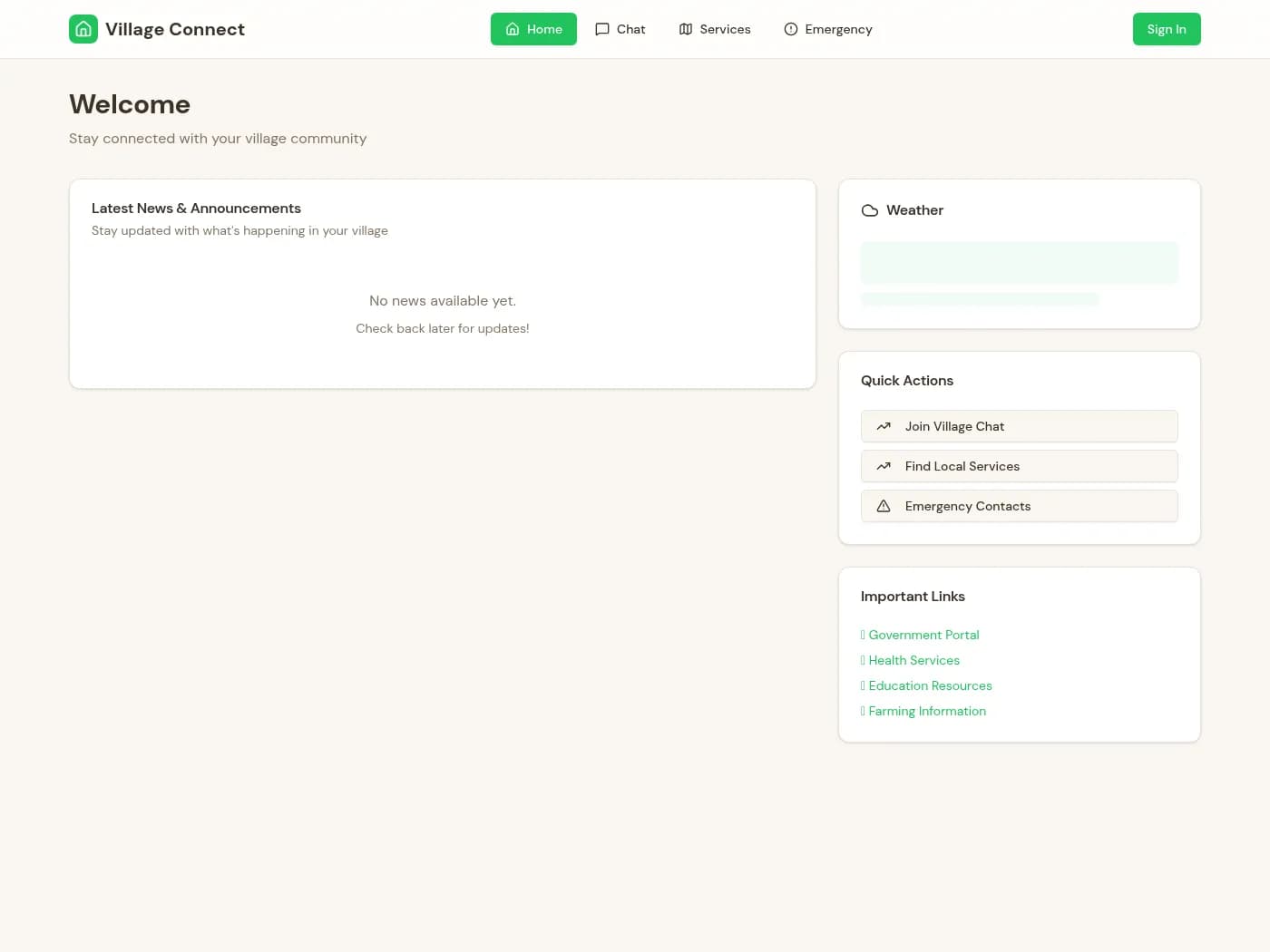 Village Connect – Smart Village Web App with Multi-Language Chat & Local Services