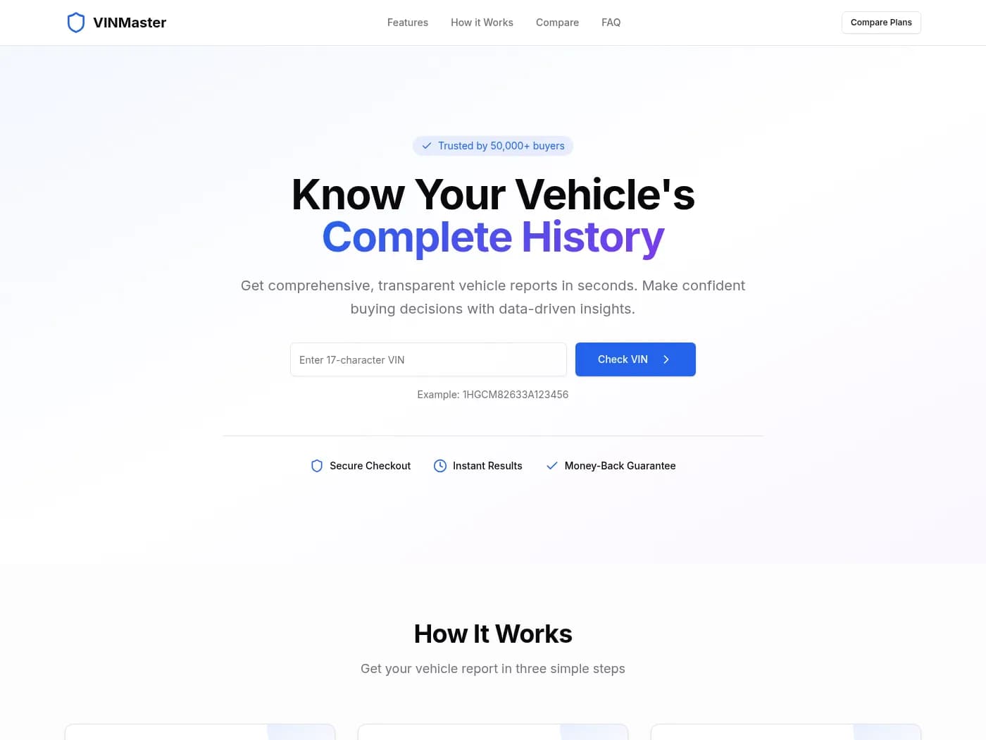 VINMaster: Premium Vehicle History Report Web App