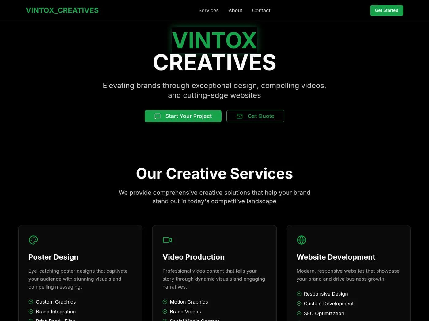 Vintox Creatives Brand Website