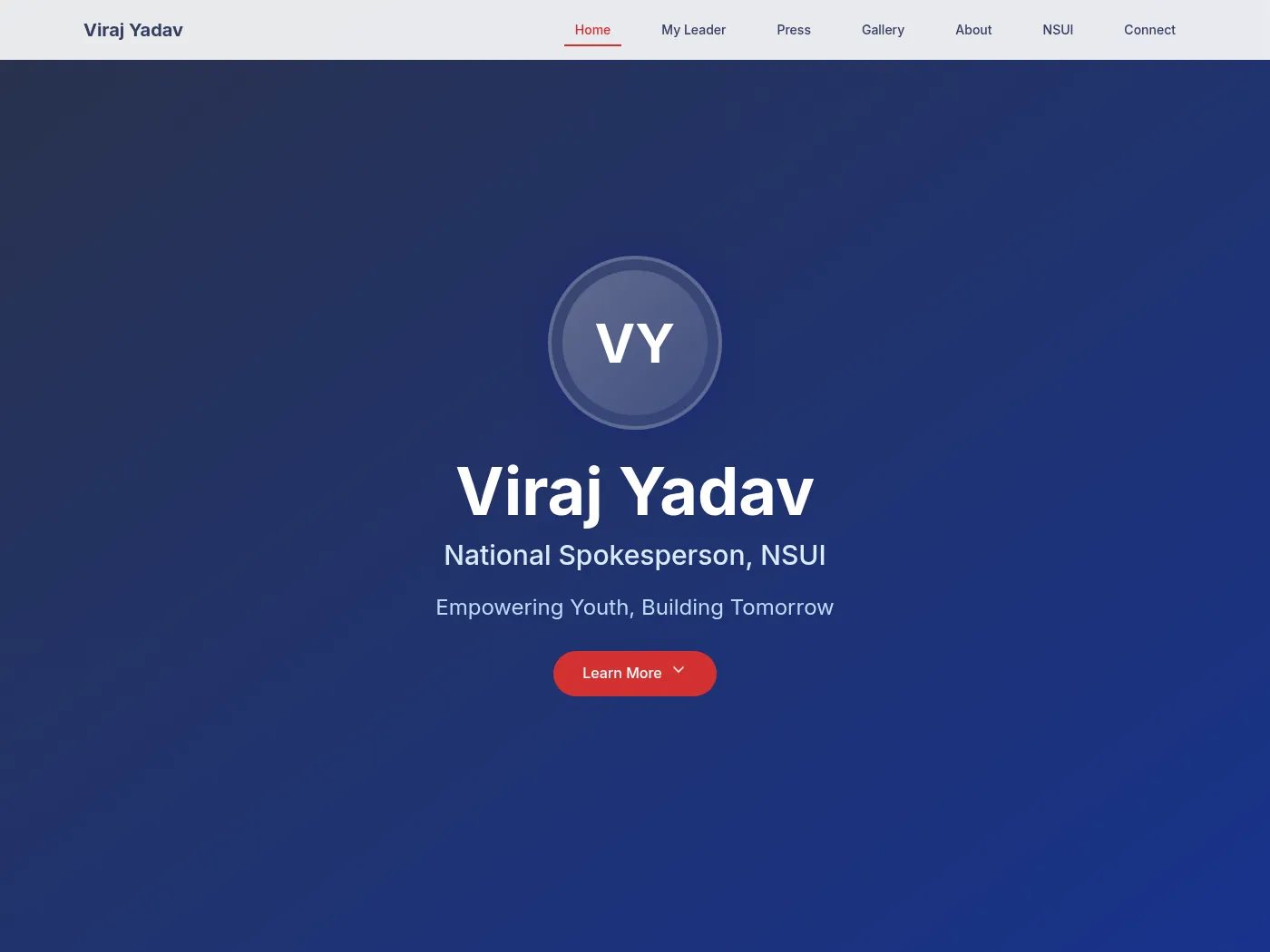Viraj Yadav - NSUI Spokesperson Portfolio Website