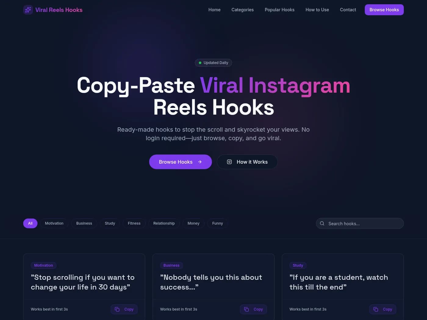 Viral Reels Hooks Library