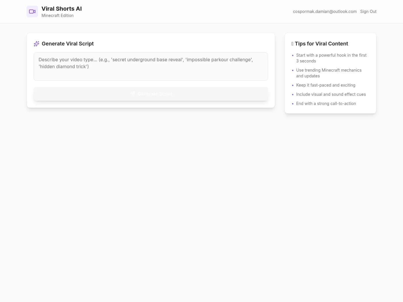 Viral Shorts AI Generator for Minecraft YouTube Content