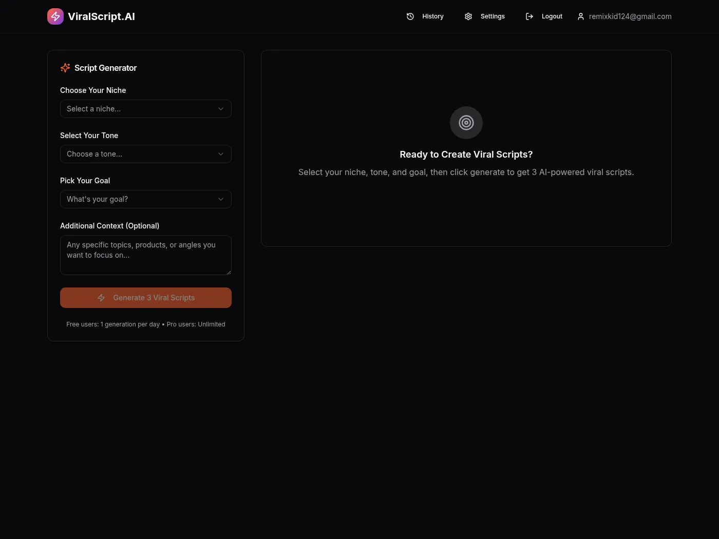 ViralScript.AI – AI-Powered Viral Script Generator for Faceless Creators