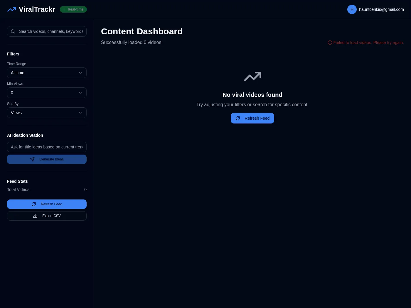 ViralTrackr: Real-Time YouTube Trend Intelligence Dashboard