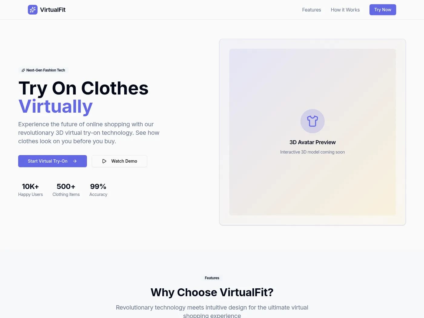 Virtual 3D Clothing Try-On Website