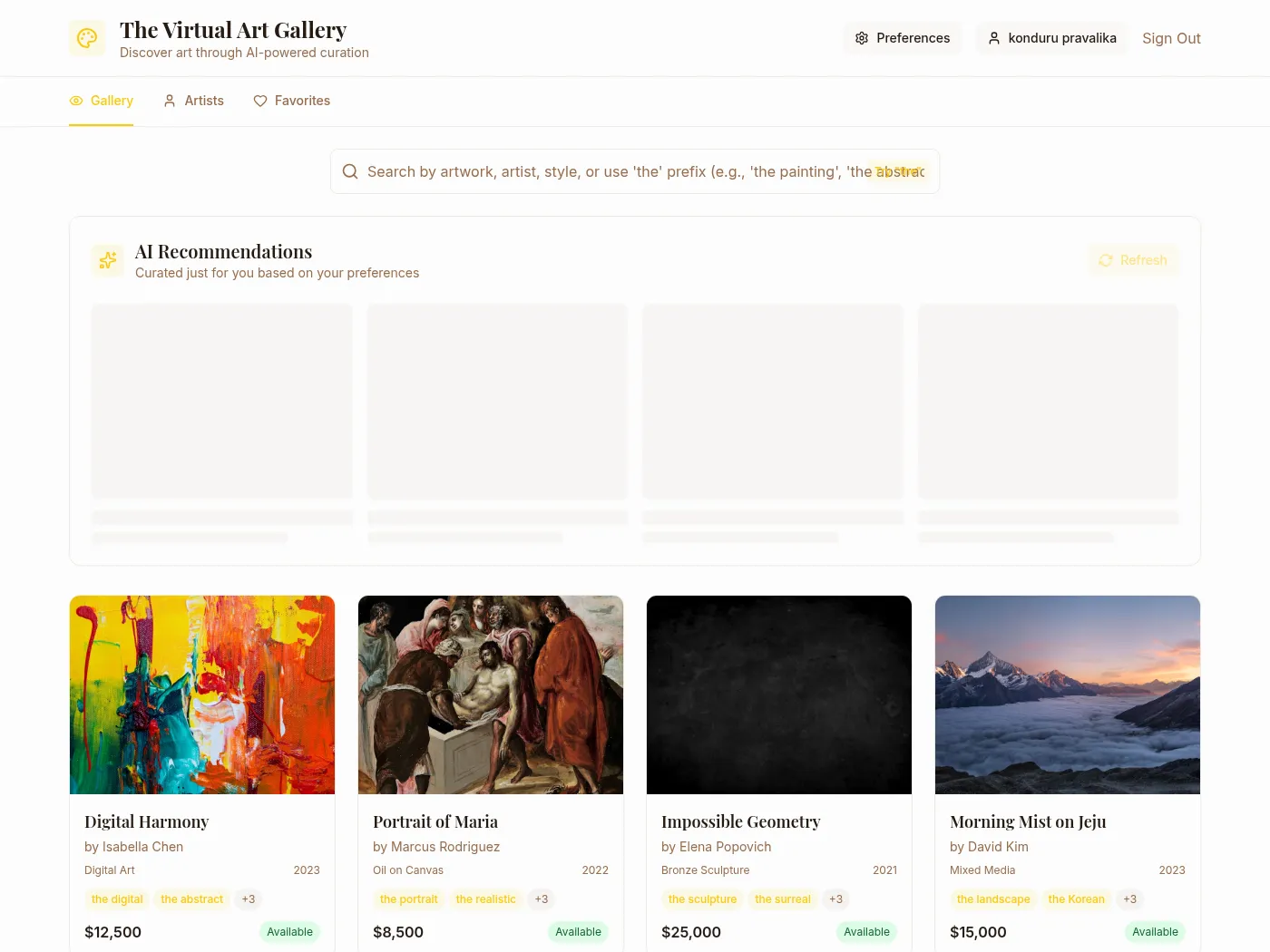 The Virtual Art Gallery – Interactive Database-Driven Digital Art Experience with AI & AR