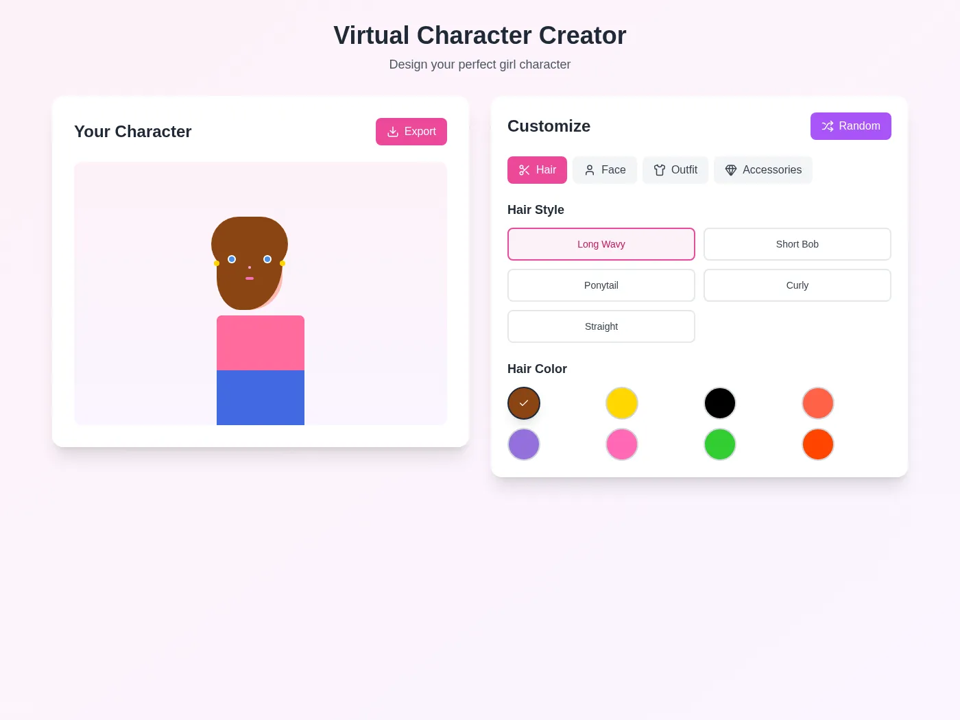 Virtual Character Creator: Girl Edition