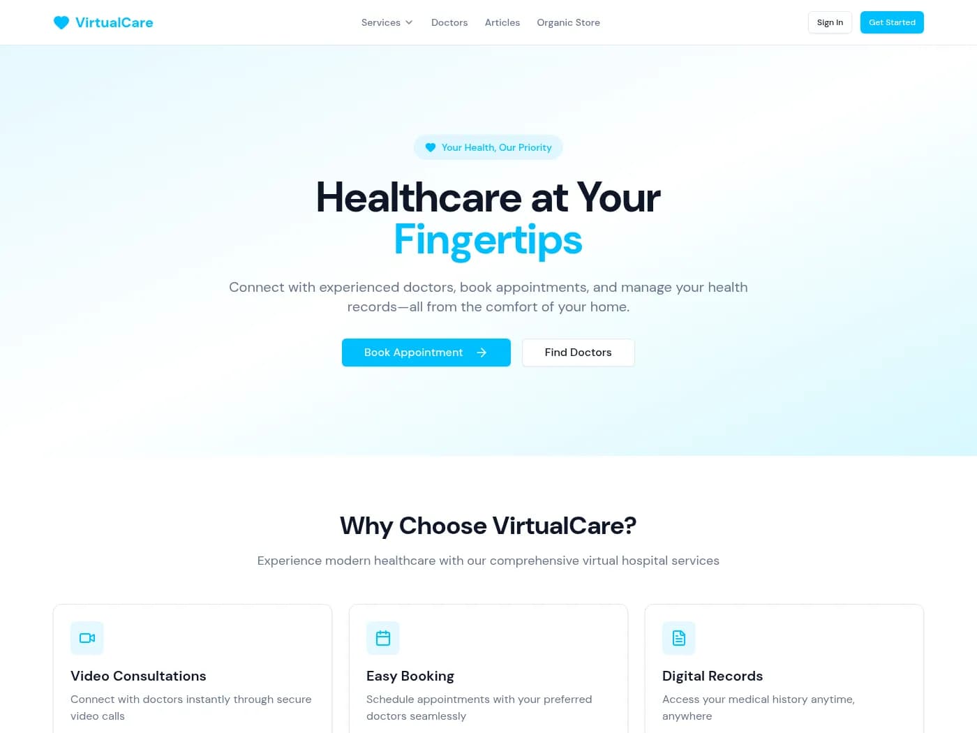Virtual Hospital Web App