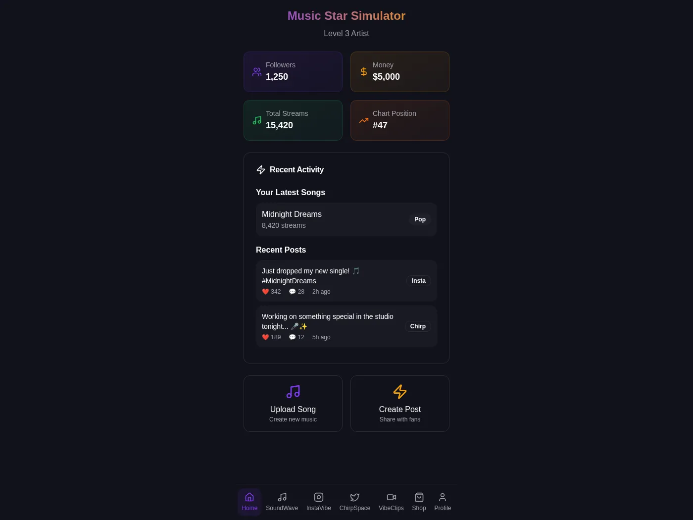 Virtual Music Star Simulator