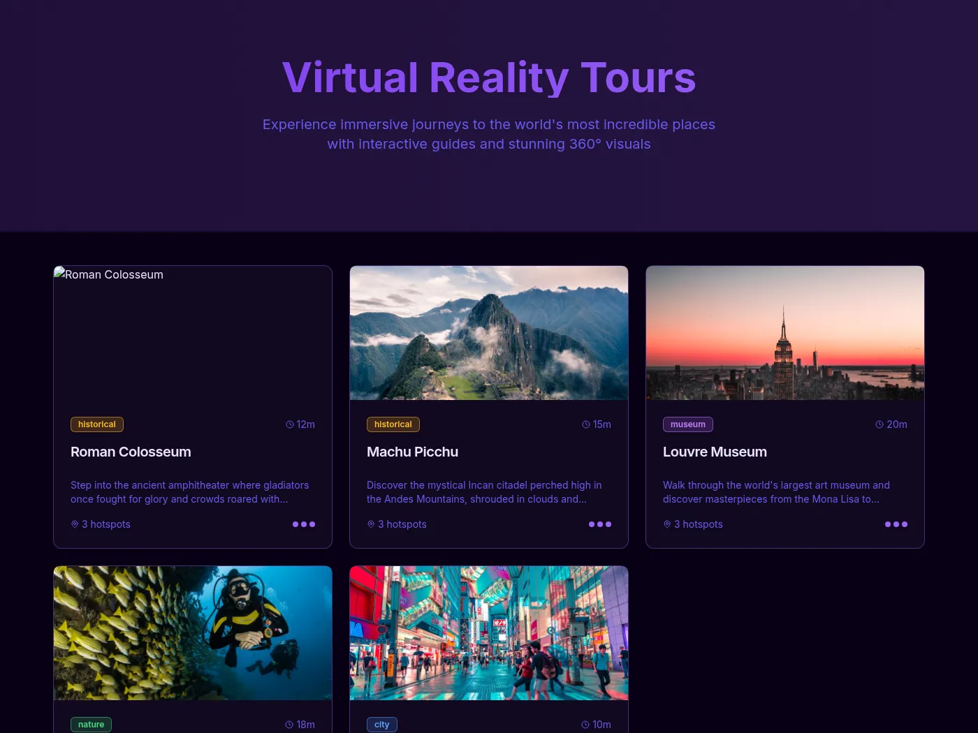 Virtual Reality Tour Guide Platform