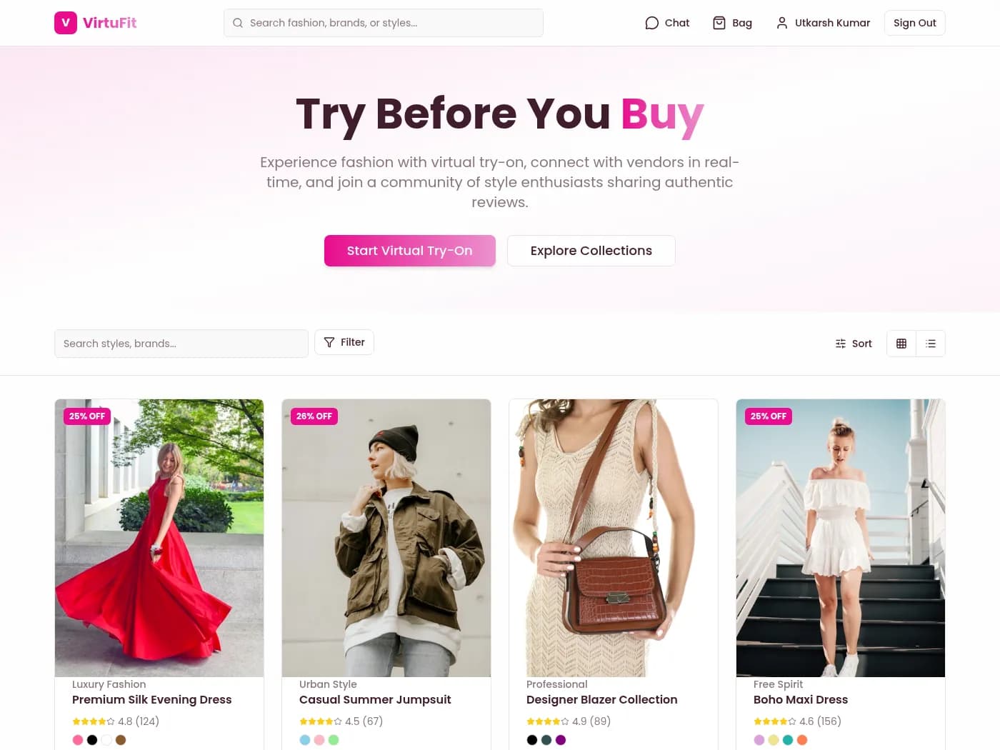 VirtuFit: Interactive Fashion E-Commerce with Real-Time Social Commerce & Advanced Moderation