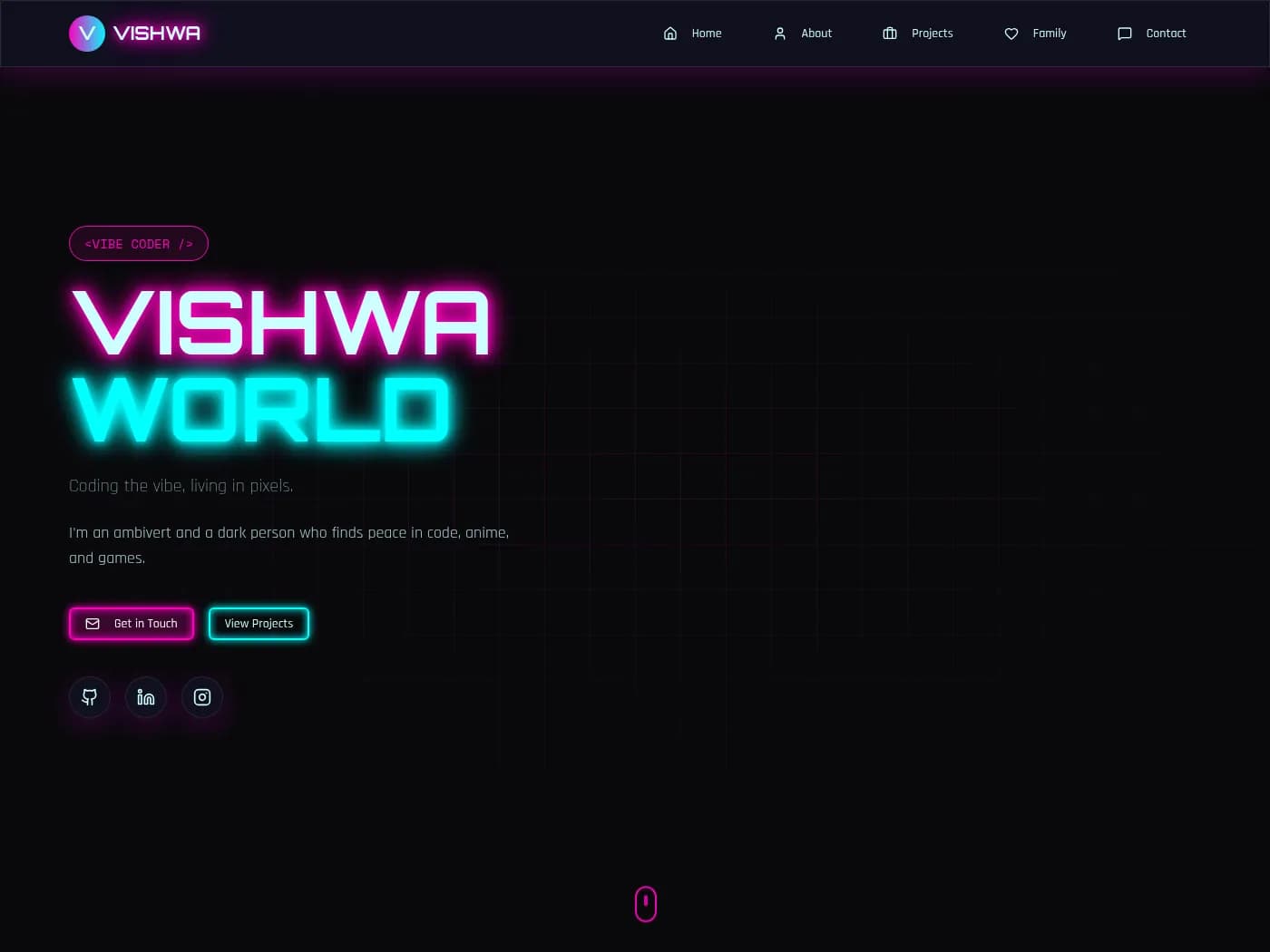 Vishwa World: 3D Cyberpunk Personal Portfolio with Real-Time Admin & Private Spaces