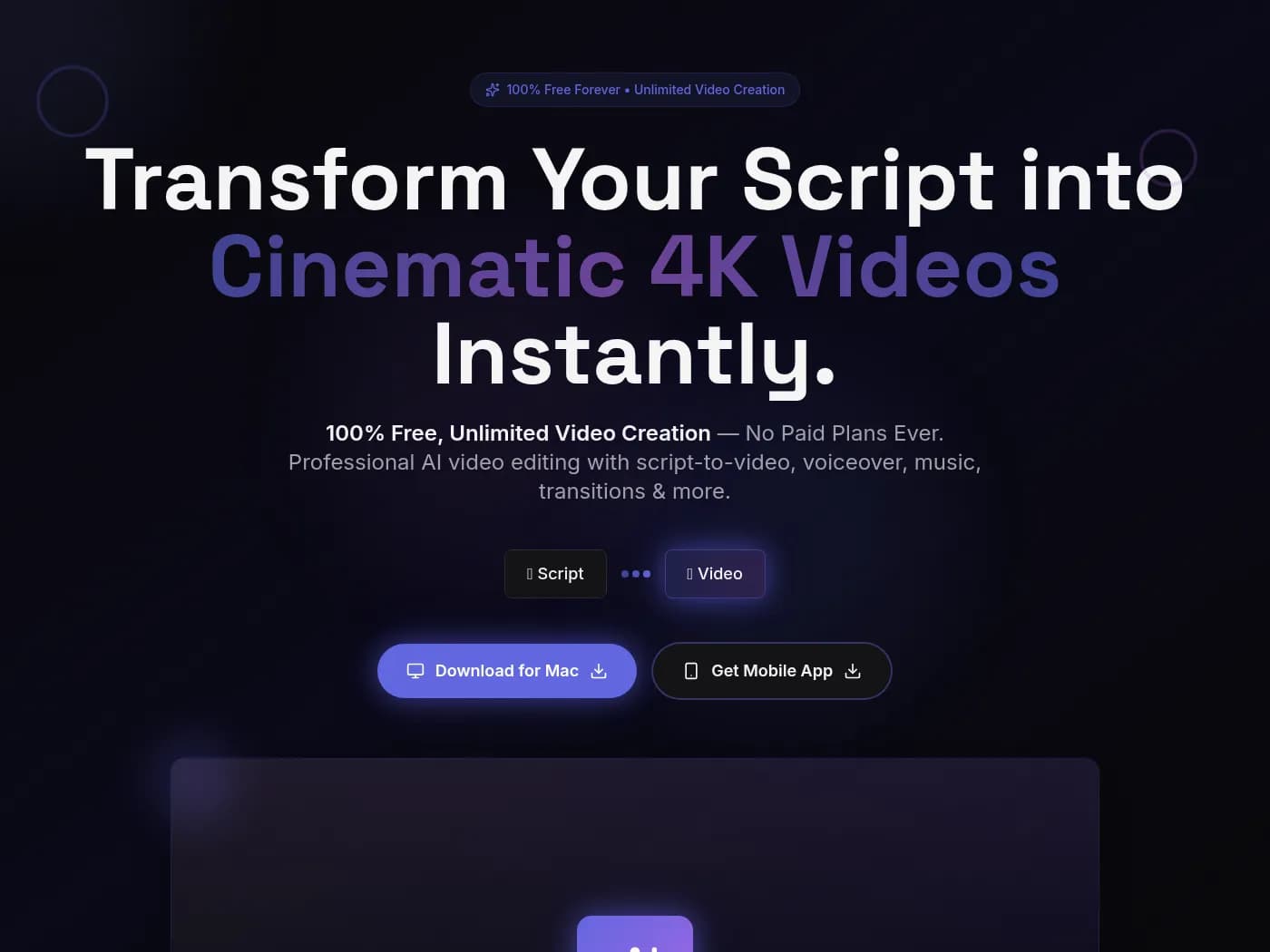 VisionCut Pro Website – Cinematic AI Video Editing for Mac & Mobile, 100% Free