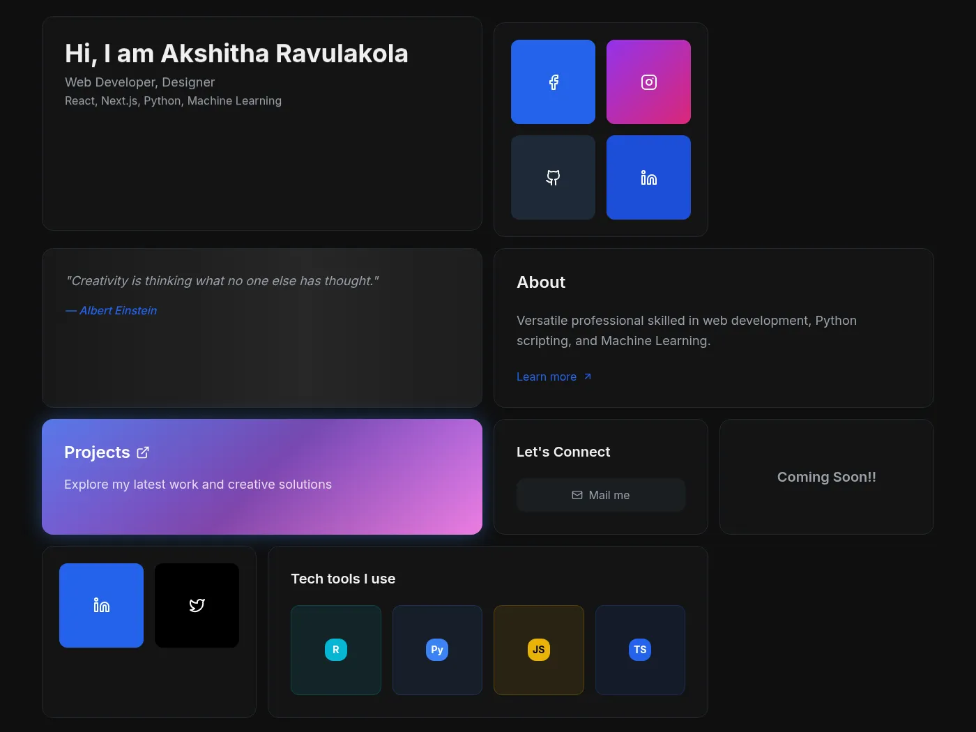 Visual Portfolio for a Multi-Disciplinary Developer