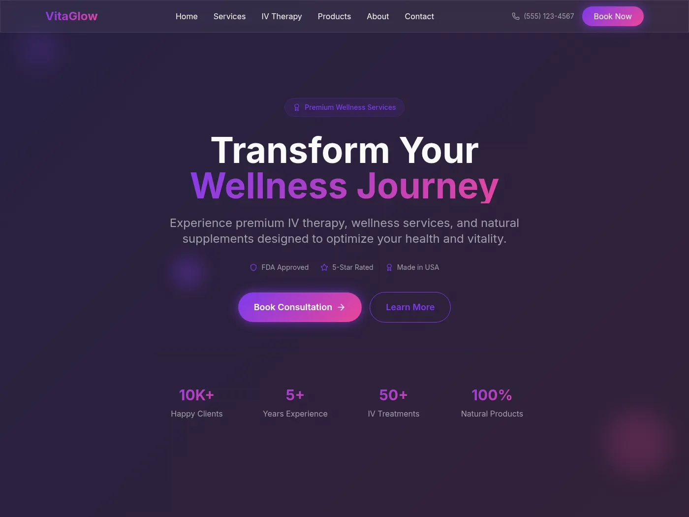 VitaGlow Wellness Web Portal