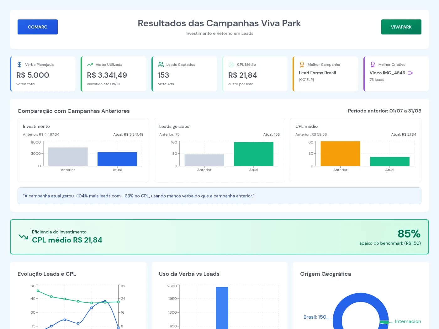 Viva Park Meta Ads Executive Dashboard