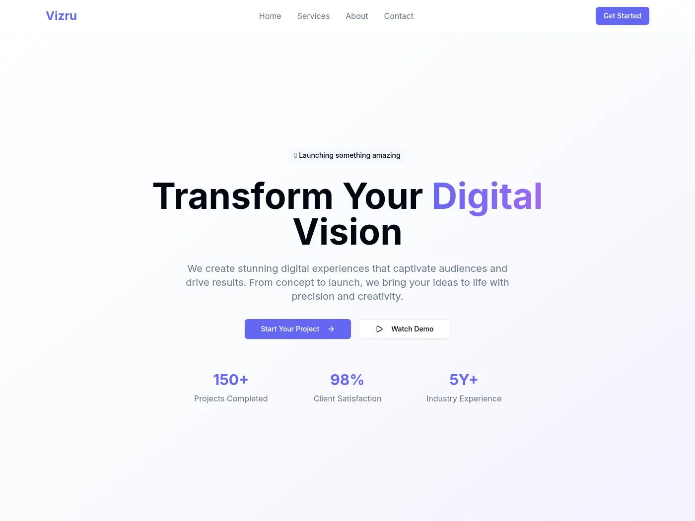 Vizru Homepage Web App