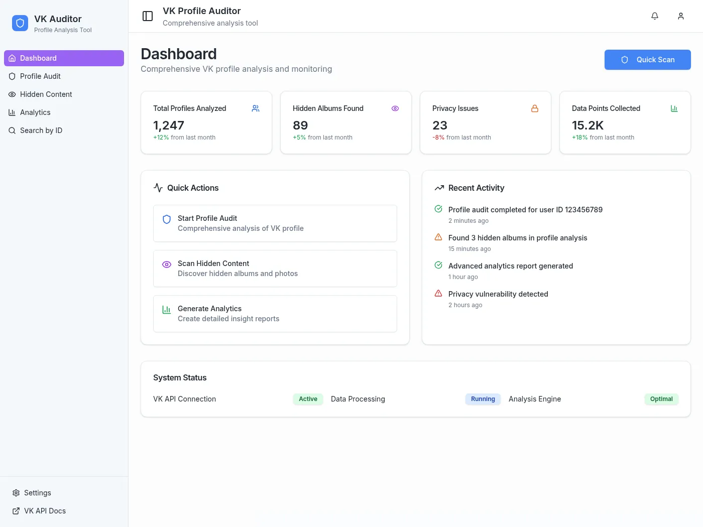 VK Site Audit and Hidden Content Finder
