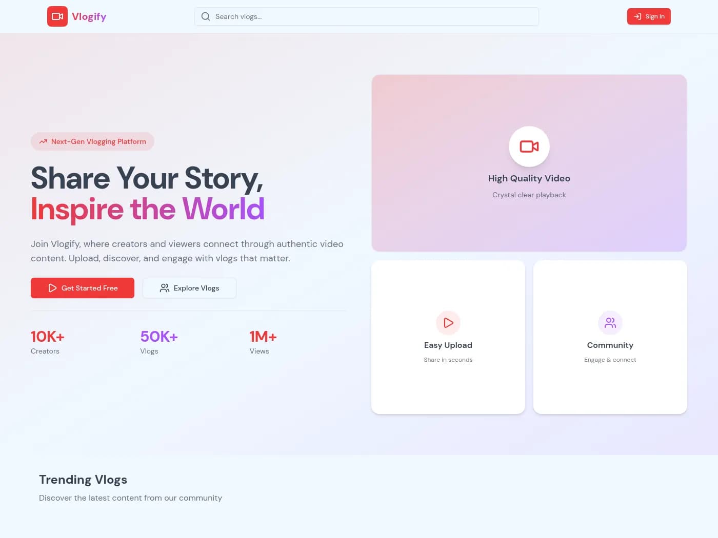 Vlogify: Next-Gen Vlogging Platform