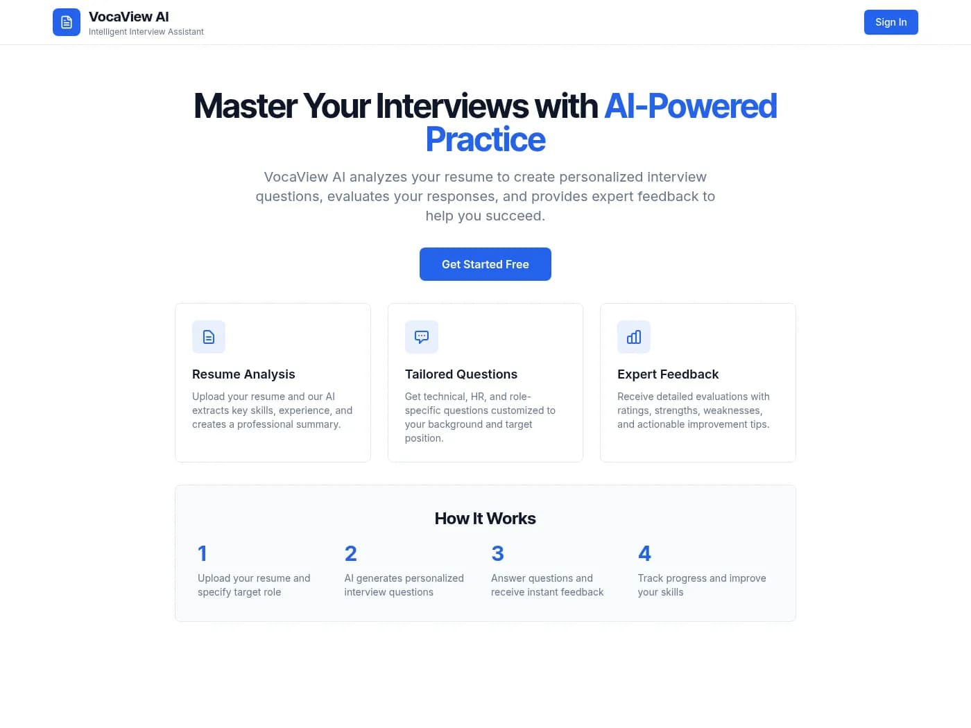 VocaView AI - Intelligent Mock Interview Assistant for Resume-Based Practice