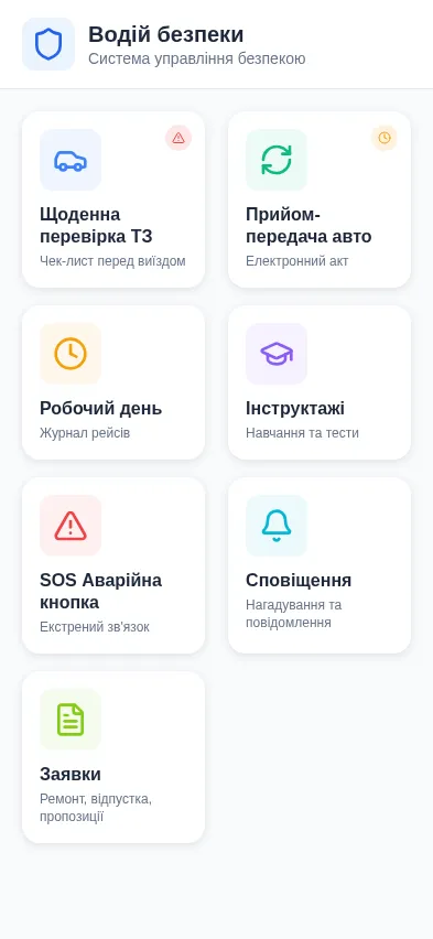 Водій безпеки — мобільний додаток управління безпекою і дисципліною для корпоративних водіїв