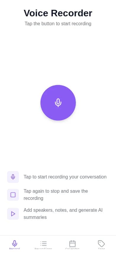 Voice Assistant: Smart Mobile Recorder with AI Summaries & Speaker Tagging