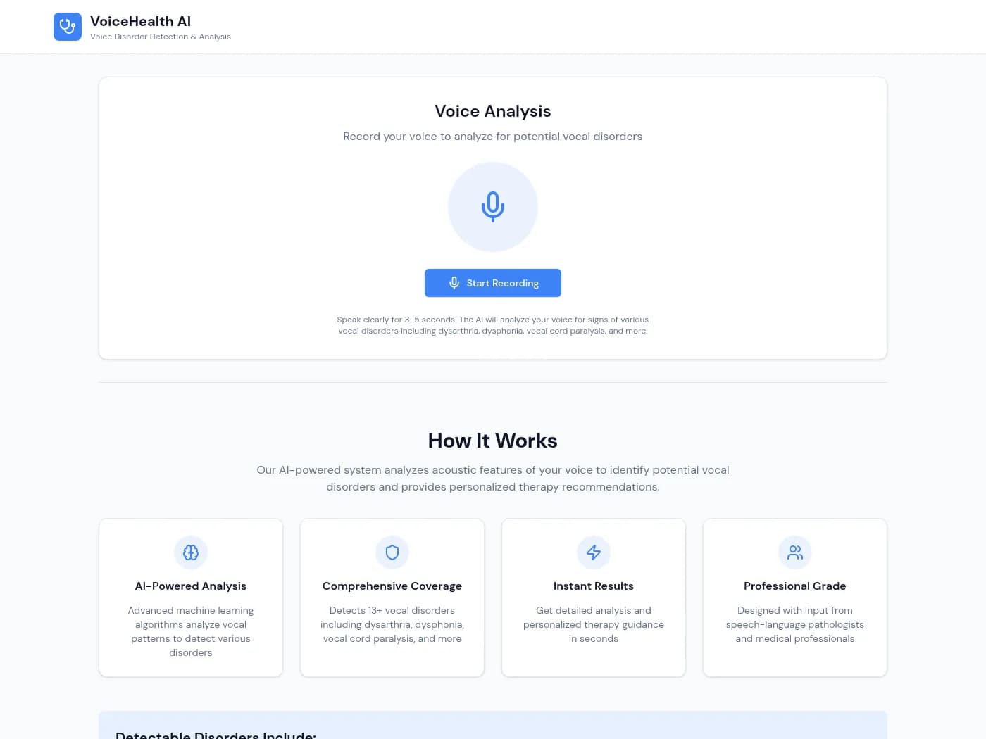 Voice Disorder Detection & Prediction Web App