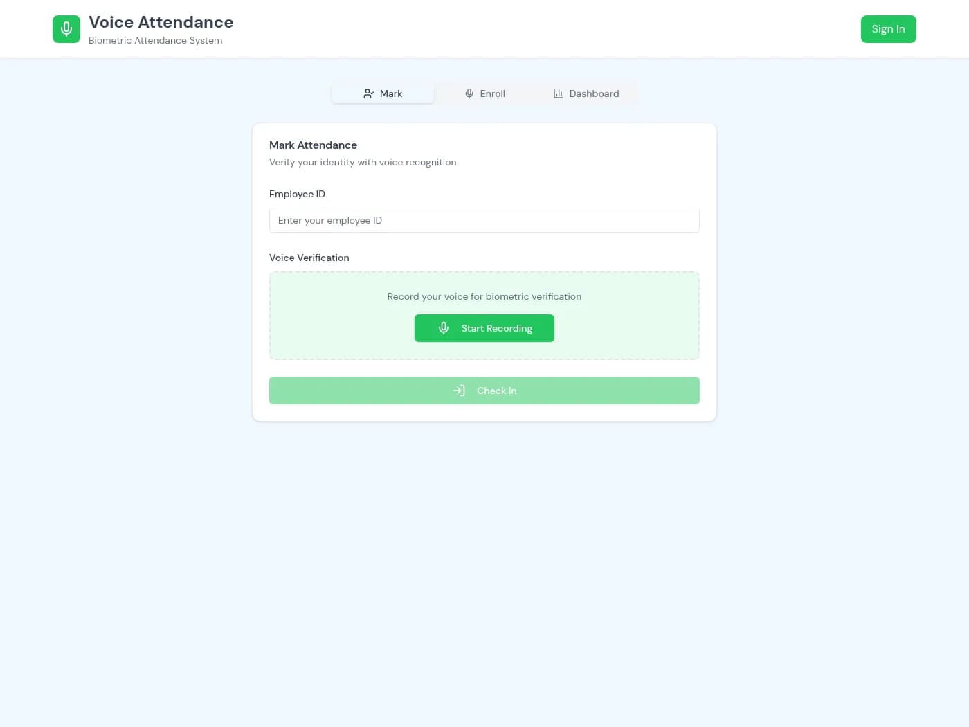 Voice Recognition Biometric Attendance System