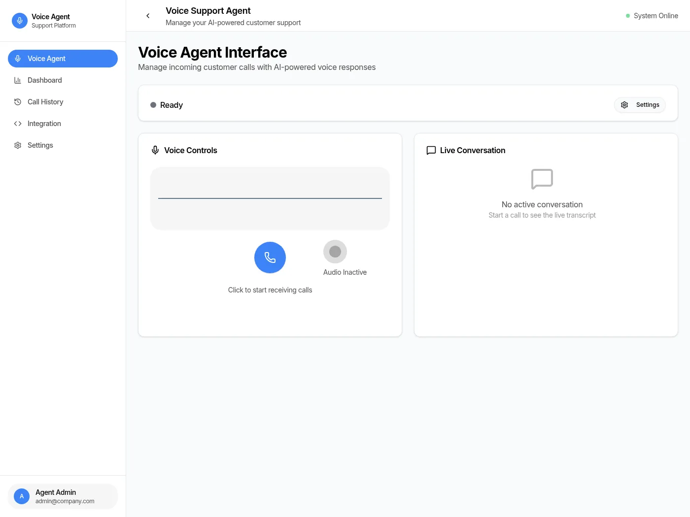 Voice Support Agent Platform