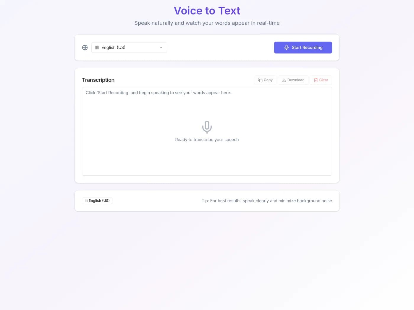 Voice-to-Text Multilingual Transcription App