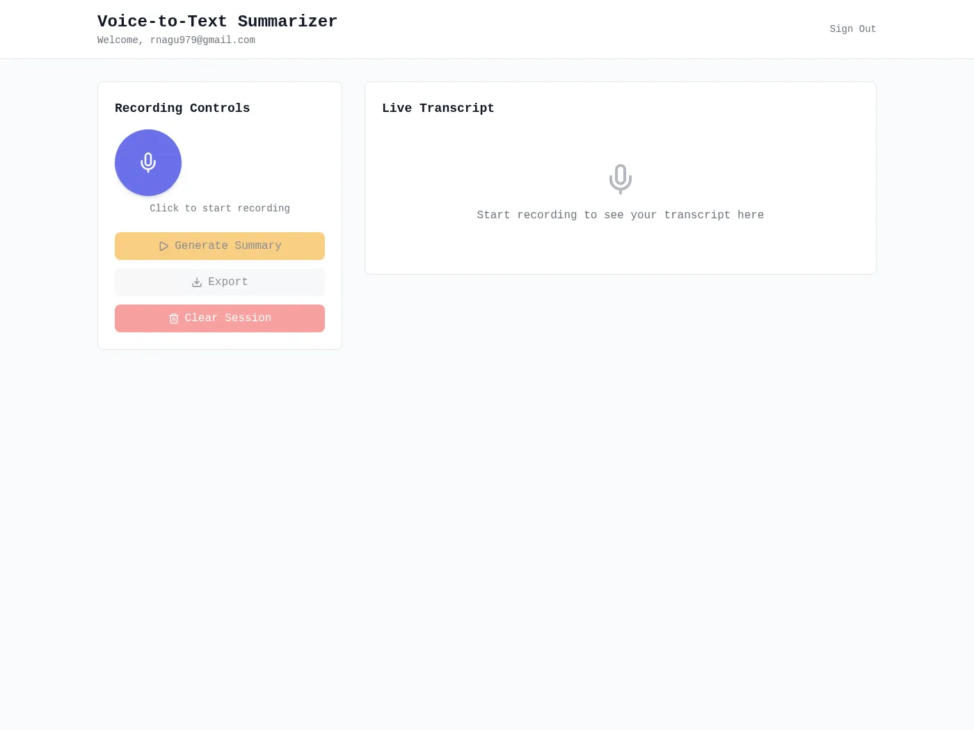 Voice-to-Text Summarizer App
