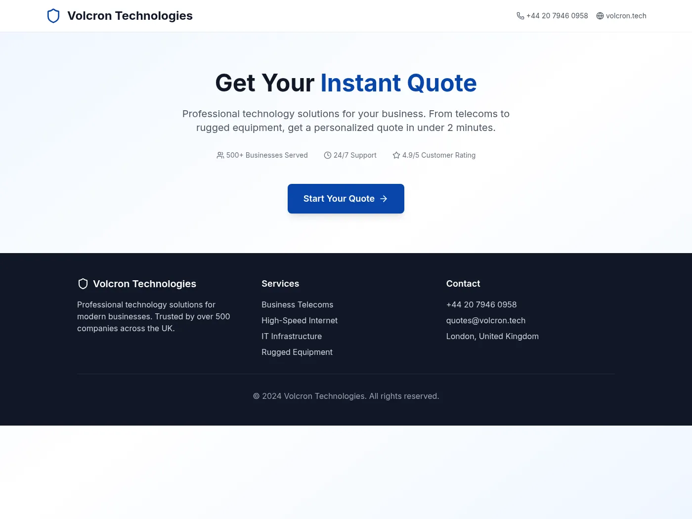 Volcron Technologies Instant Quote Lead Generator
