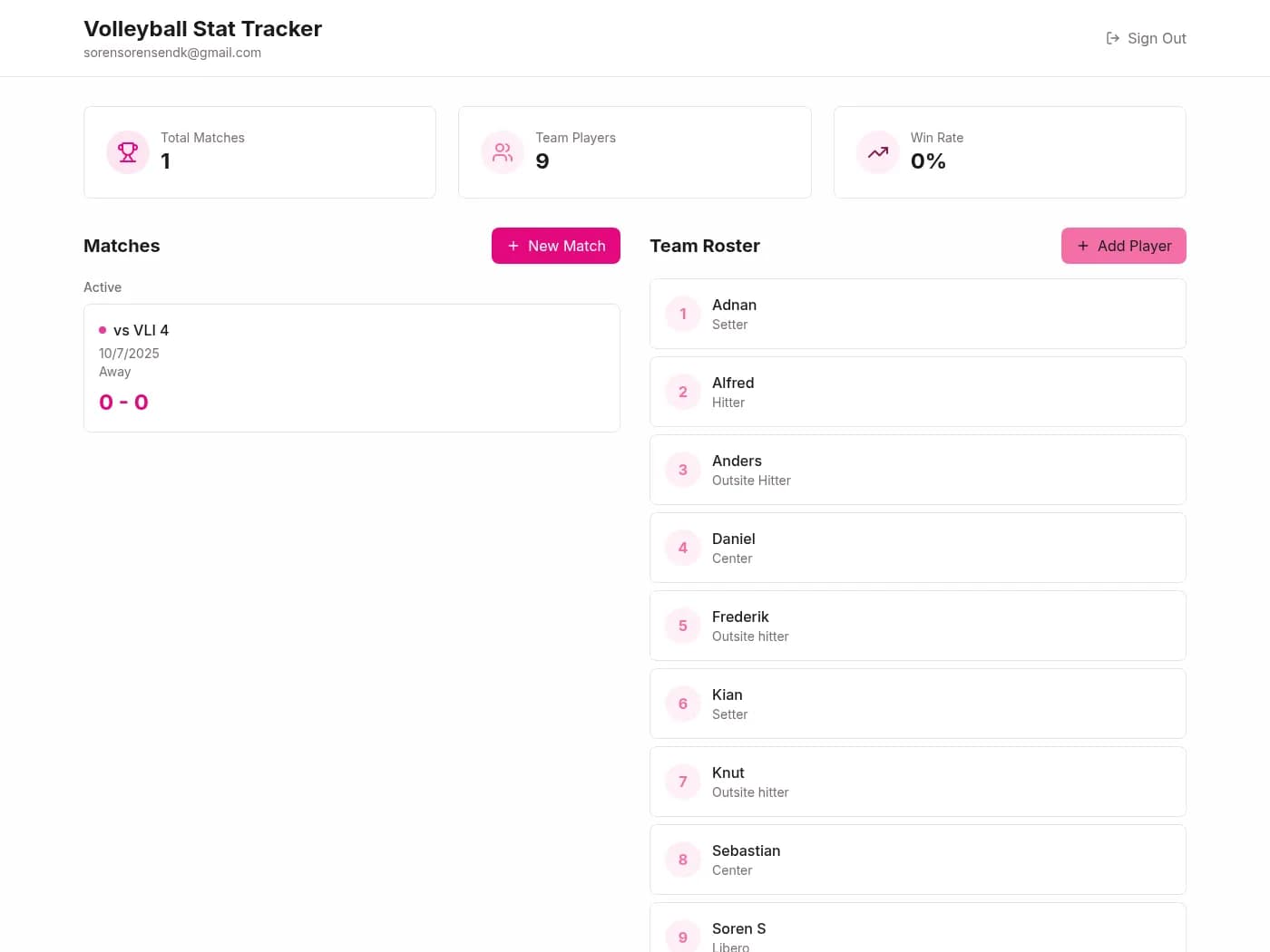 Volleyball Stat Tracker